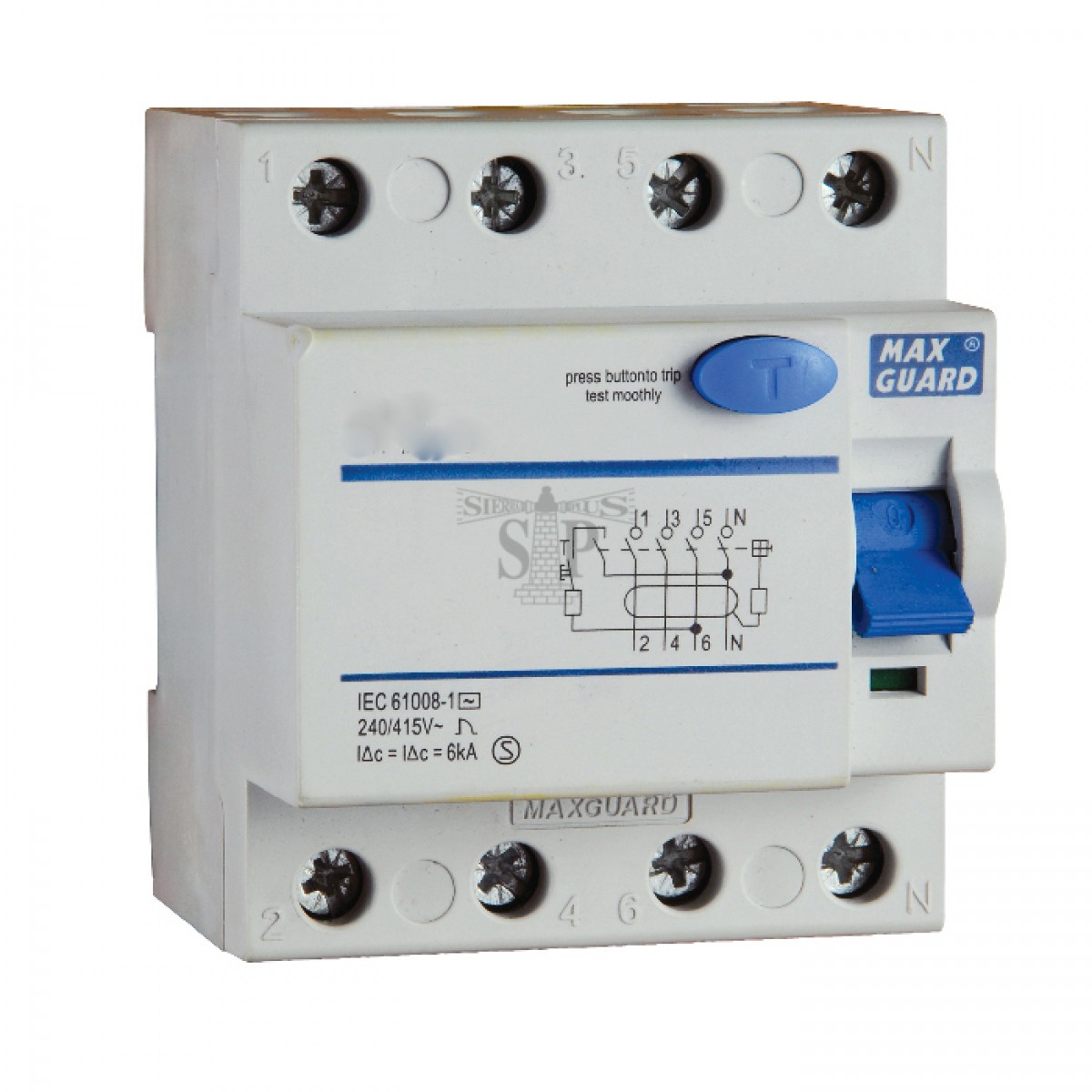 Maxguard 40A~63A 4 Pole 30mA~300mA ML63-1 Type AC RCCB (White)