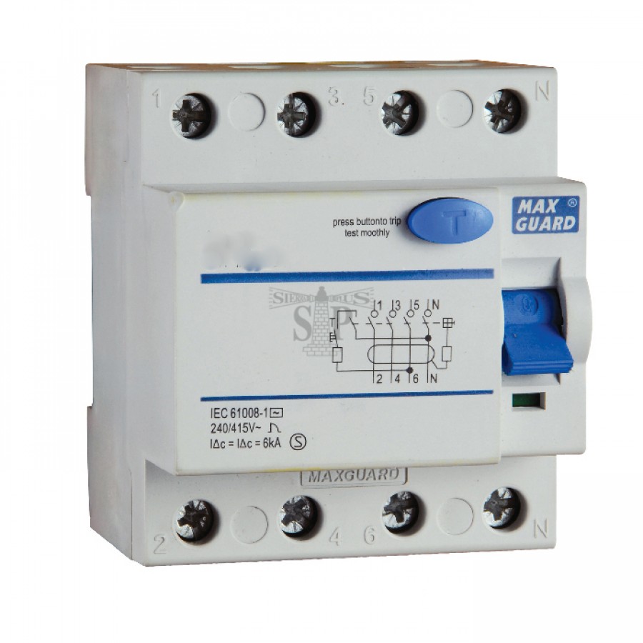 Maxguard 40A~63A 4 Pole 30mA~300mA ML63-1 Type AC RCCB (White)