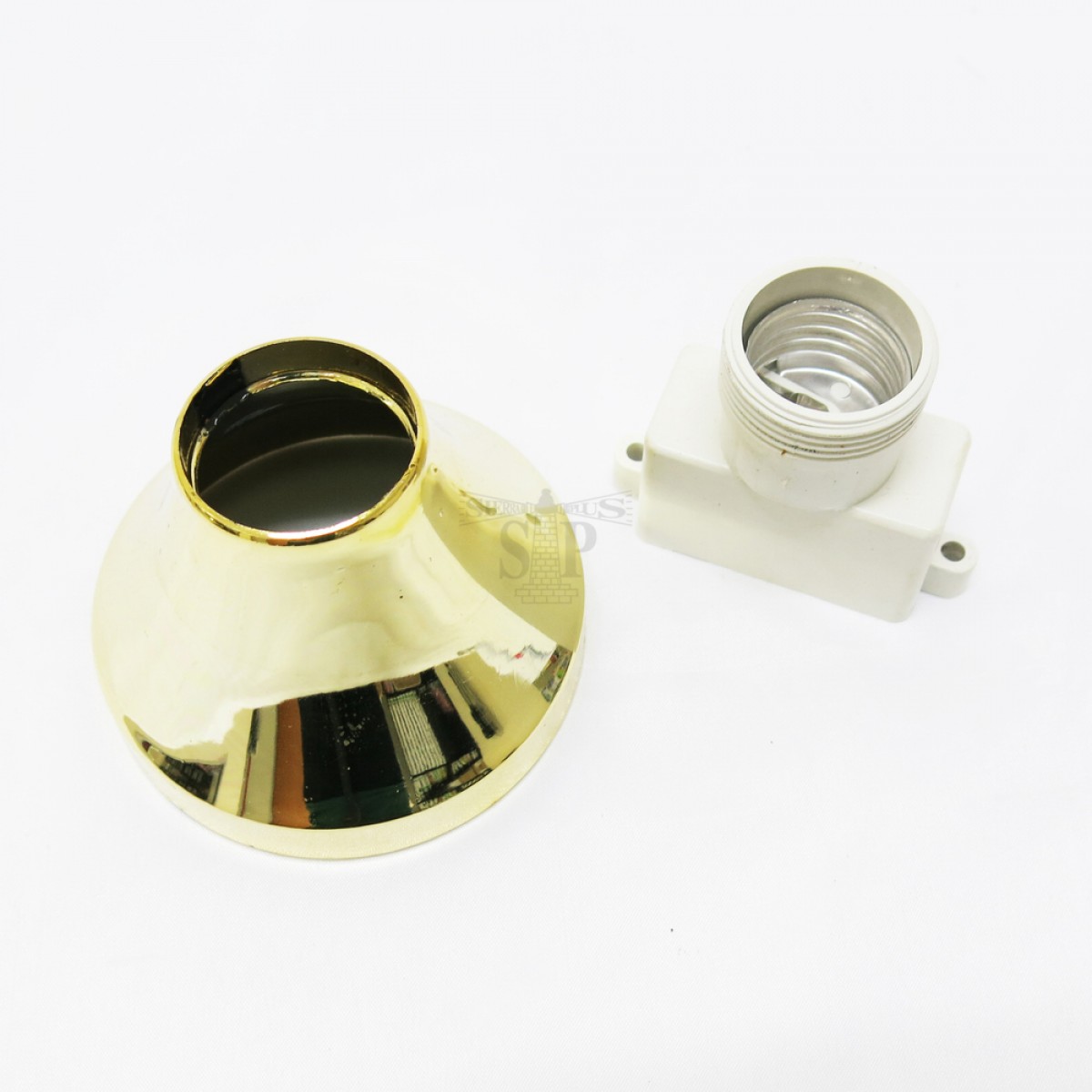 2001 E27 Batten Lamp Holder / Socket Light Bulb Holder c/w Base (Gold)
