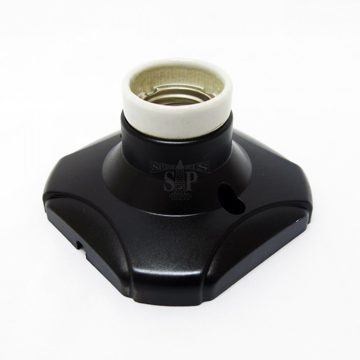 086 E27 Batten Lamp Holder / Socket Light Bulb Holder c/w Base (Black)
