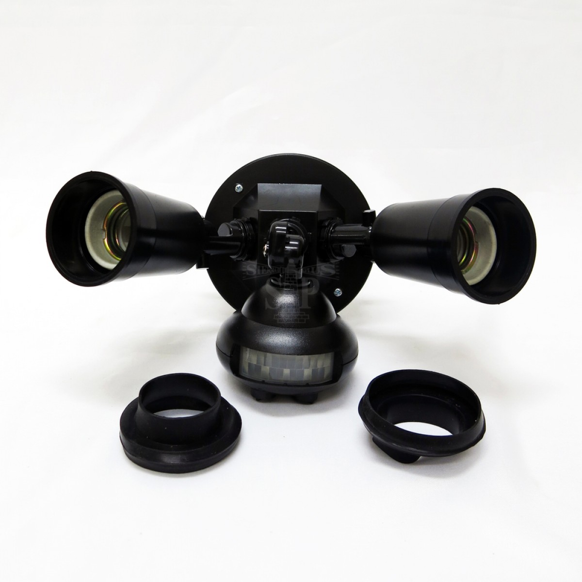 Par 38 E27 Double Head Flood Light (Black) c/w PIR Motion Sensor