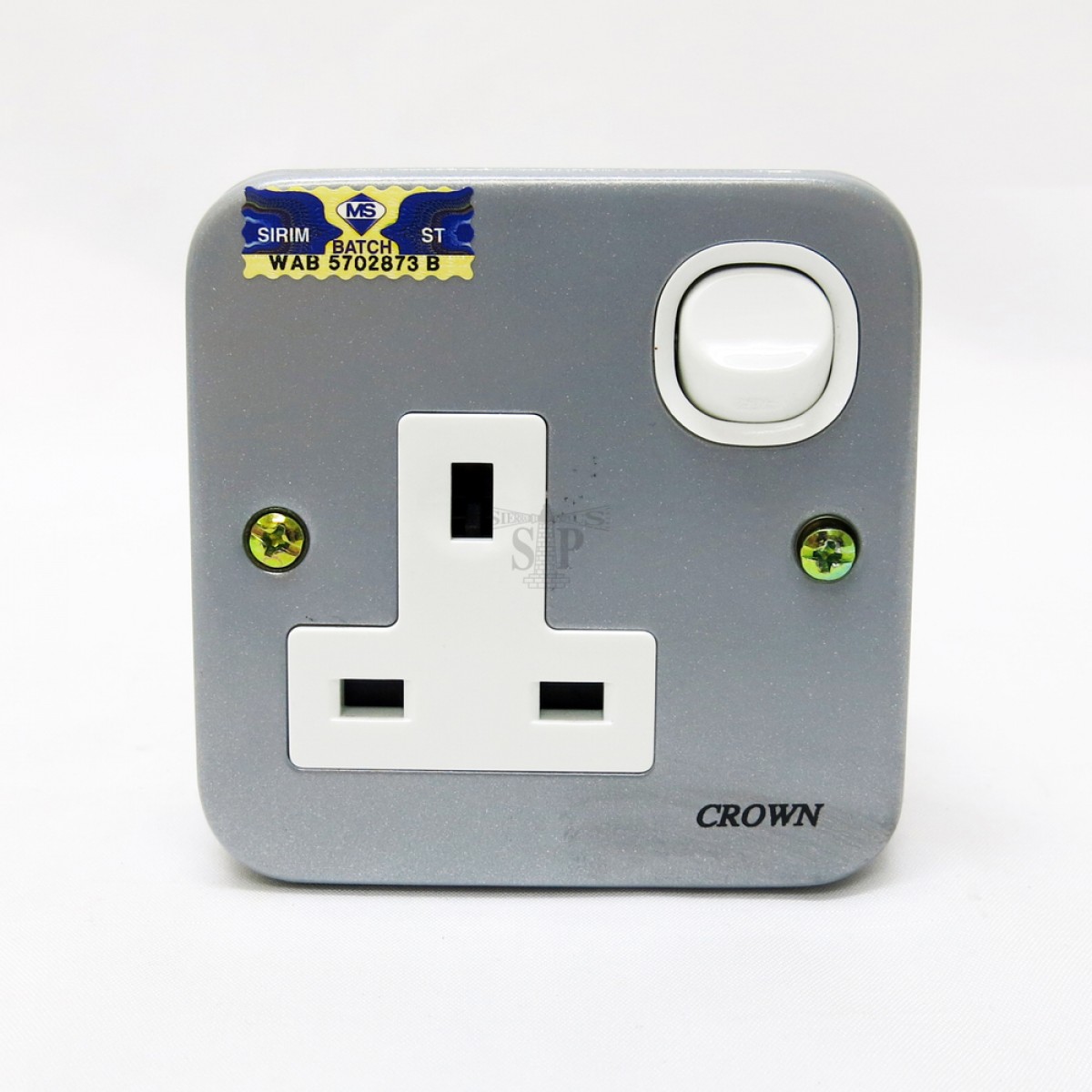 CROWN 13Amp 1 Gang Metal Clad Switch Socket [Surface Type] [SIRIM] (Grey)