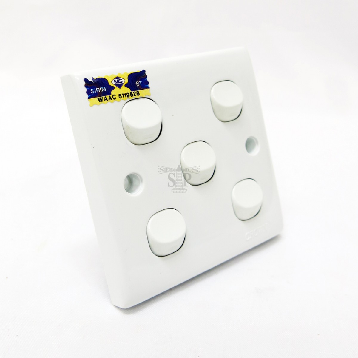 CROWN 10Amp 5 Gang Switch [SIRIM] (White)