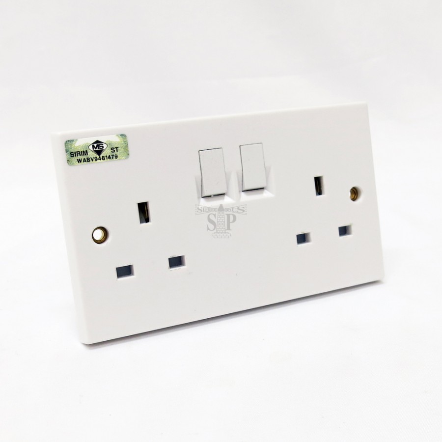 UMS 2213A 13Amp 2 Gang Switch Socket [SIRIM] (White)