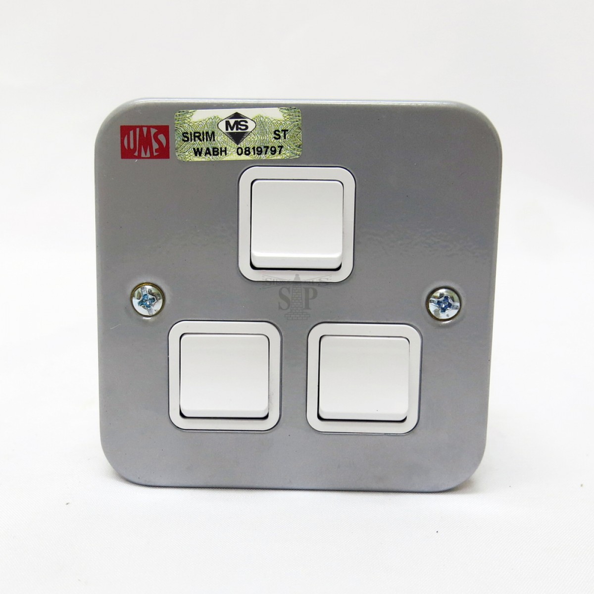 UMS 231M-1W 10Amp 3 Gang Metal Clad Switch [Surface Type] [SIRIM] (Grey)