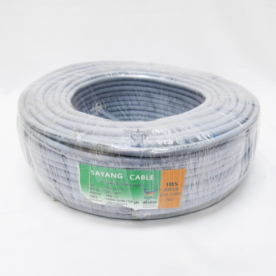 Sayang 70/0076 x 3 Core PVC Insulated PVC Sheathed Copper Flexible ...