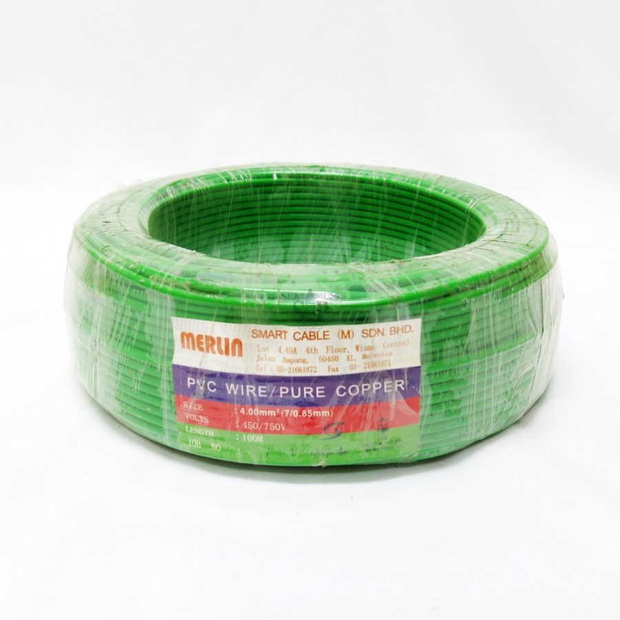 Merlin Pure Copper 4mm (7/0.85mm) PVC Insulated Non-Sheathed Wire [100M ...