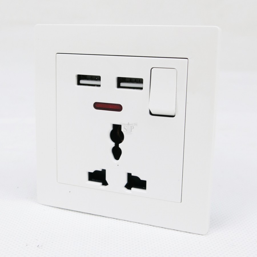 NIPPON II C1012 13Amp 1 Gang Universal Switch Socket c/w Neon And 2 USB ...