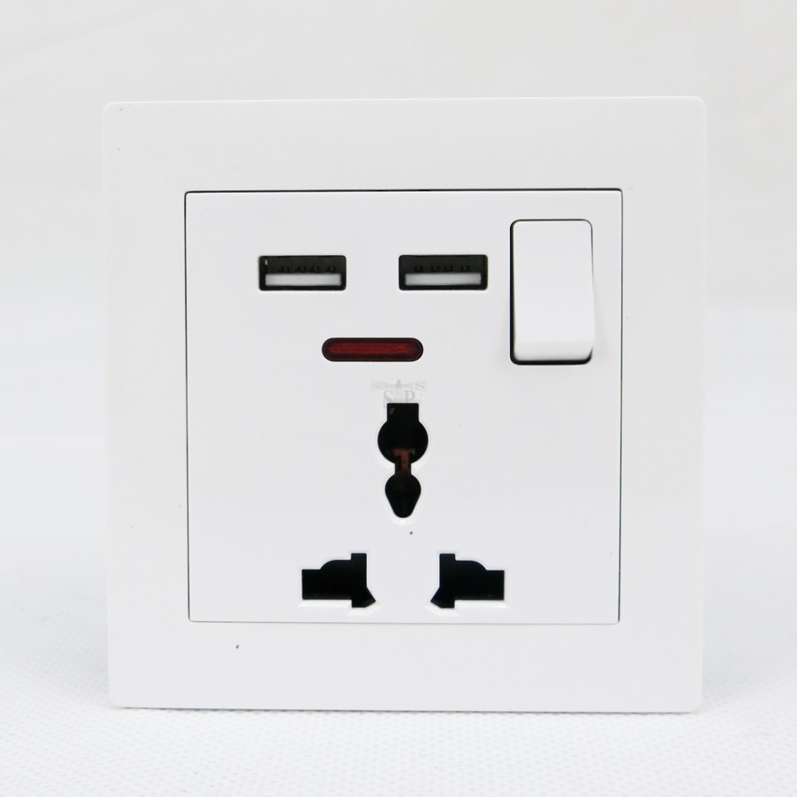 NIPPON II C1012 13Amp 1 Gang Universal Switch Socket c/w Neon And 2 USB ...