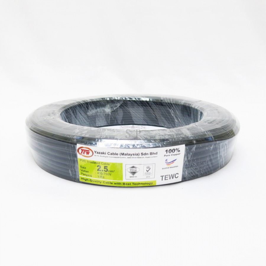 TEWC Yazaki Pure Copper 2.5mm PVC Insulated Non-Sheathed Wire [90M] [SIRIM]