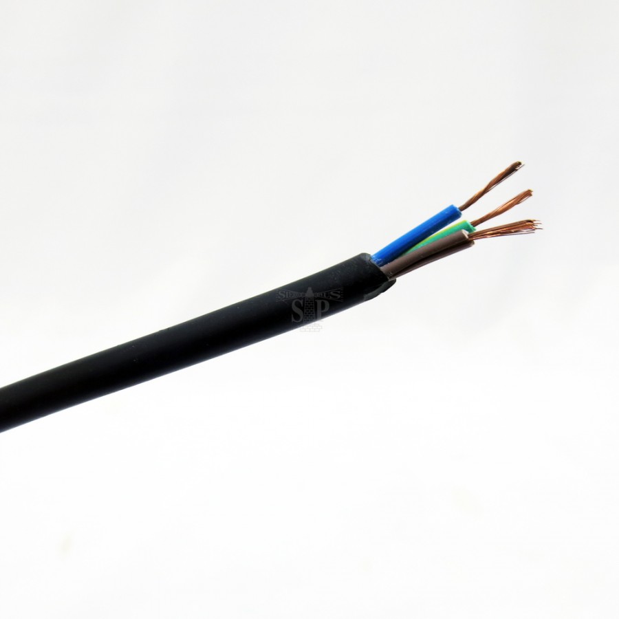 [1 Meter] Cosimo 3 Core Tough Rubber-Sheathed TRS Copper Cable (Black)