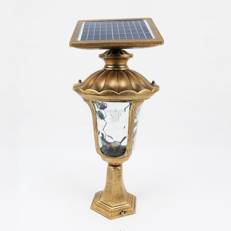 1813 9-inch E27 Classic Solar LED Outdoor Stand Gate Lamp For Pole / Pillar