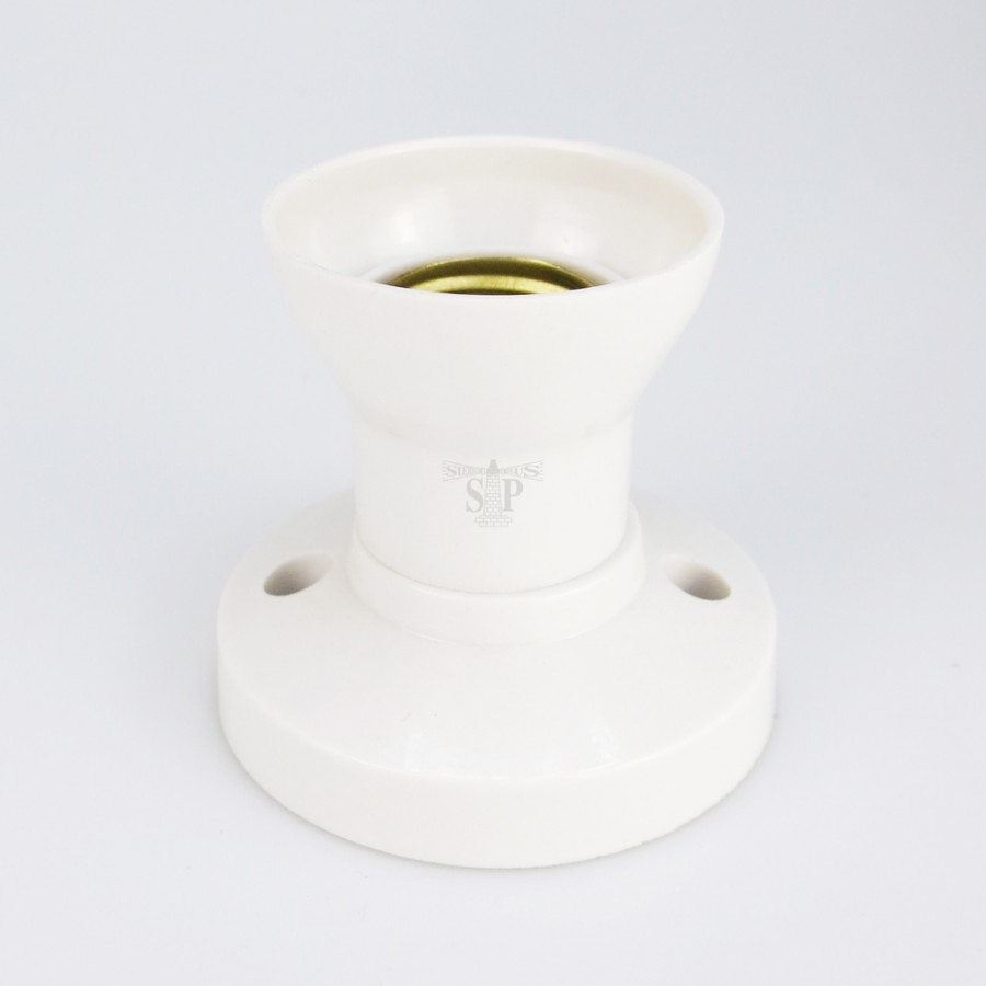 CK 8332 E27 Batten Lamp Holder / Socket Light Bulb Holder c/w Base (White)