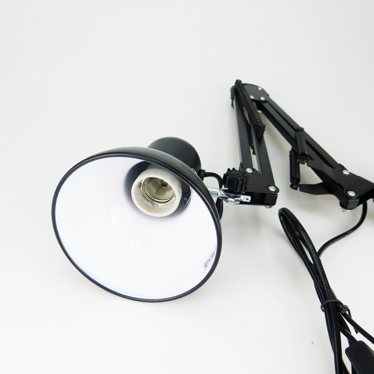 406 E27 Long Swing Arm Adjustable Desk Lamp (Black) c/w On/Off Switch ...
