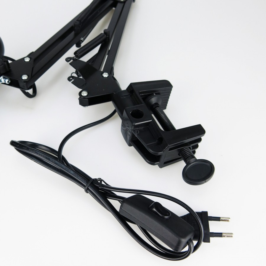 406 E27 Long Swing Arm Adjustable Desk Lamp (Black) c/w On/Off Switch ...