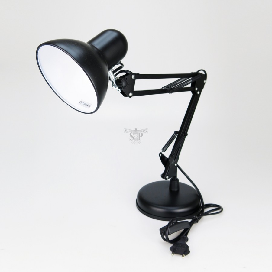 406 E27 Long Swing Arm Adjustable Desk Lamp (Black) c/w On/Off Switch ...