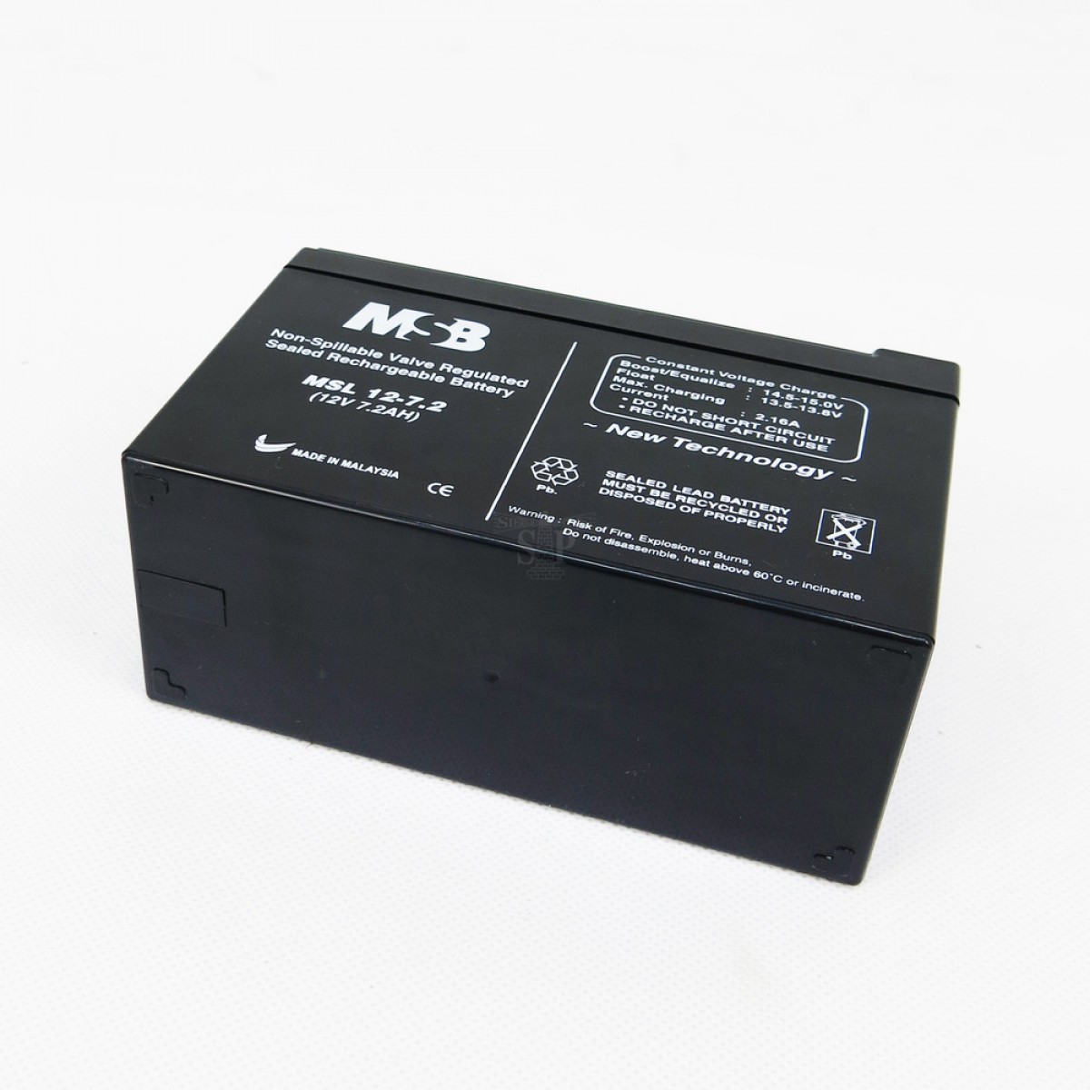 MSB MSL12-7.2 12V 7.2AH Non-Spillable Valve Regulated Sealed Rechargeable Lead Battery
