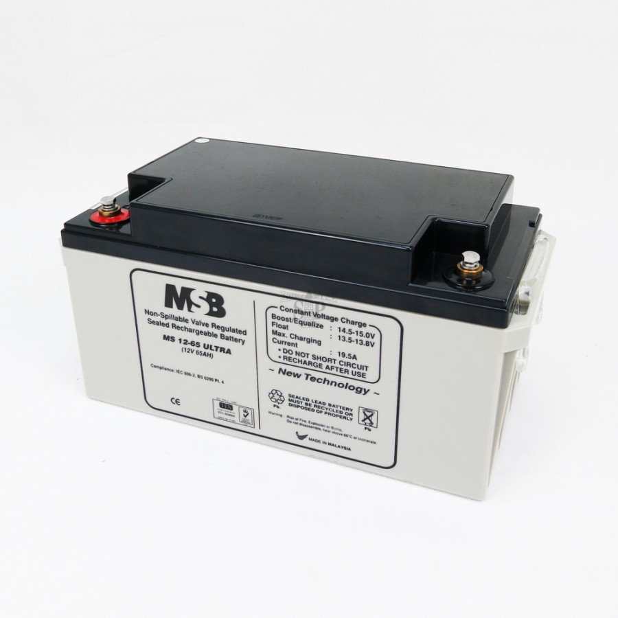 MSB MS12-65 Ultra 12V 65AH Non-Spillable Valve Regulated Sealed Rechargeable Lead Battery