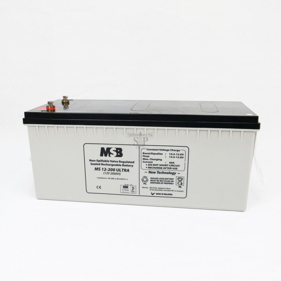 MSB MS12-200 Ultra 12V 200AH Non-Spillable Valve Regulated Sealed Rechargeable Lead Battery