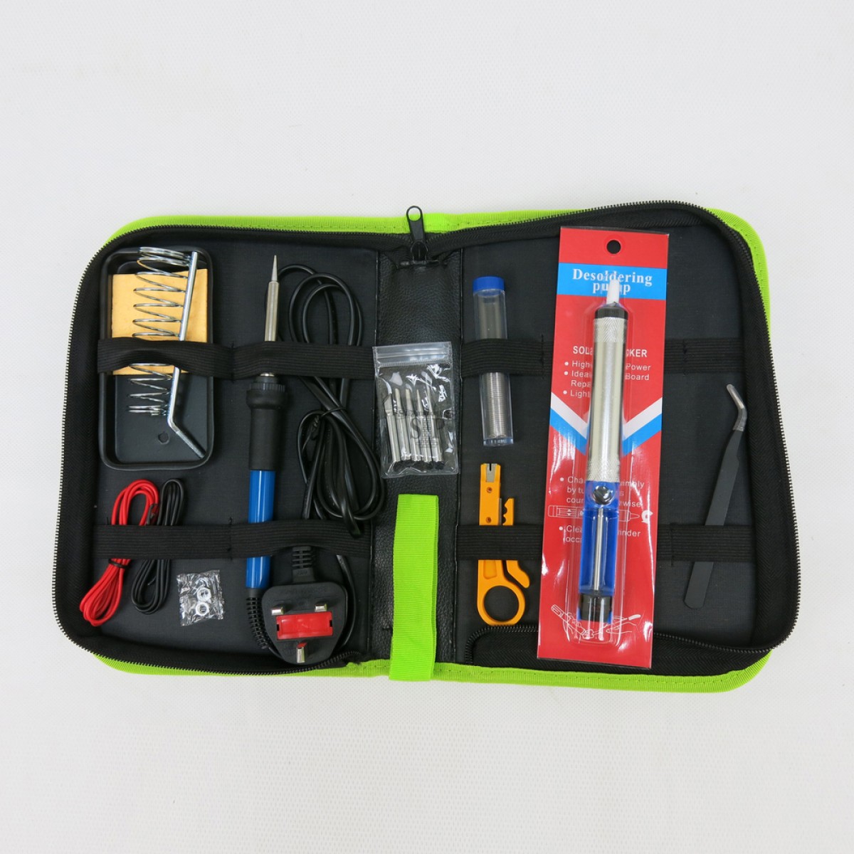 [15-in-1 Set] Portable 240V 60W Temperature Adjustable Electric Soldering Iron Kit Set (Black)