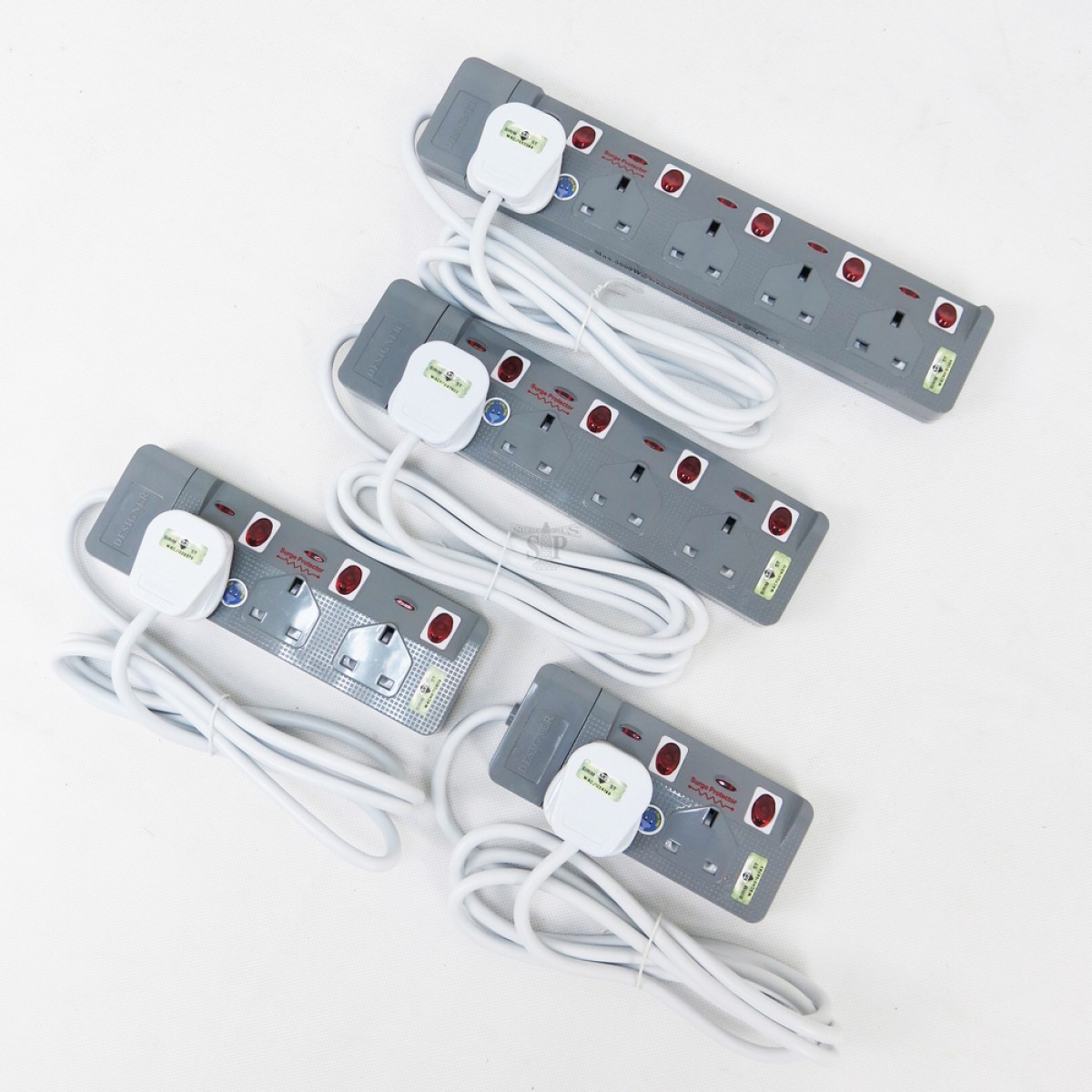 Designer 13A 2 Gang To 5 Gang 2 Meters Power Extension Trailing Socket ...
