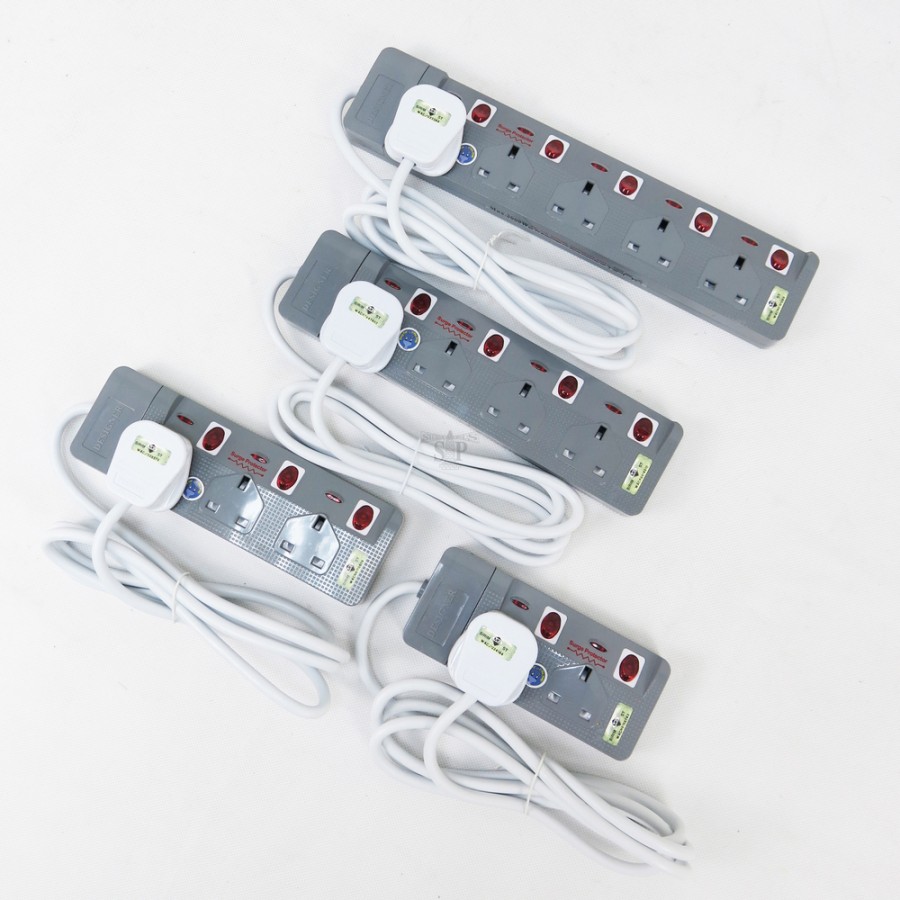 Designer 13a 2 Gang To 5 Gang 2 Meters Power Extension Trailing Socket