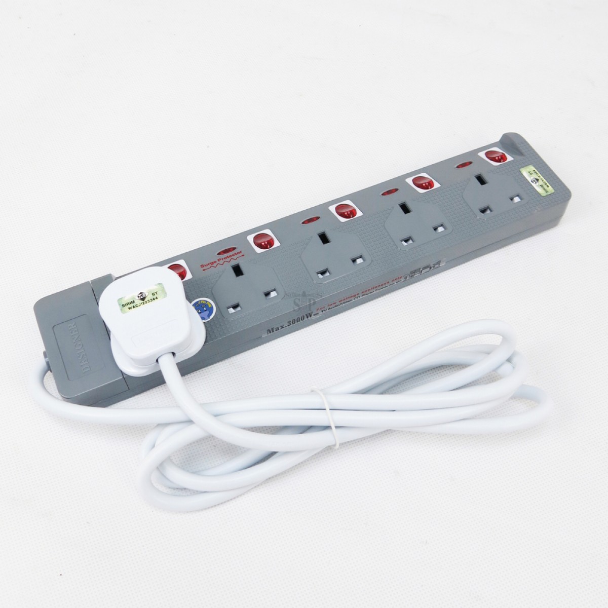 Designer 13A 2 Gang To 5 Gang 2 Meters Power Extension Trailing Socket ...