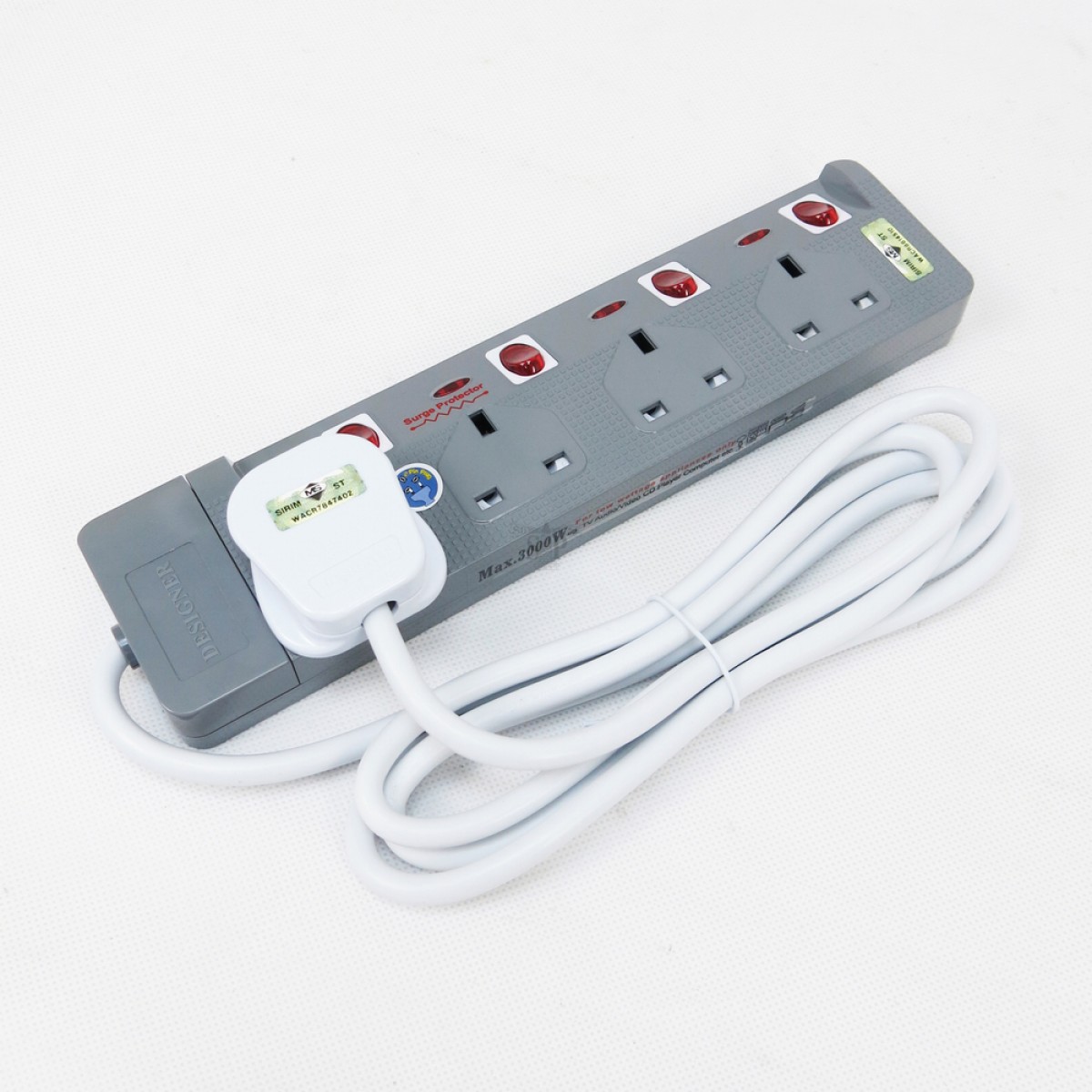 Designer 13A 2 Gang To 5 Gang 2 Meters Power Extension Trailing Socket ...