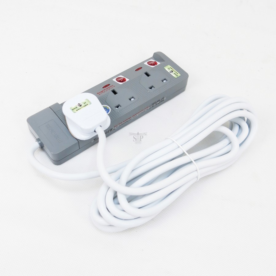 Designer 13A 2 Gang To 5 Gang 5 Meters Power Extension Trailing Socket ...