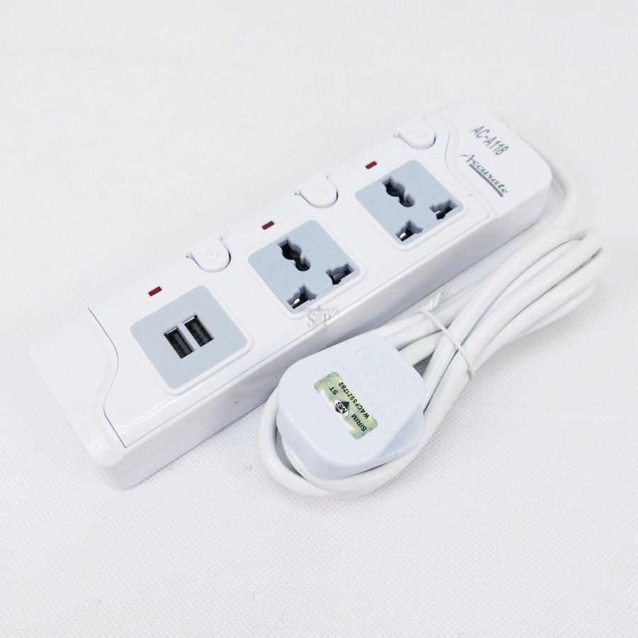 Accurate 2 Gang to 3 Gang 2 Meters Universal Power Extension Trailing ...