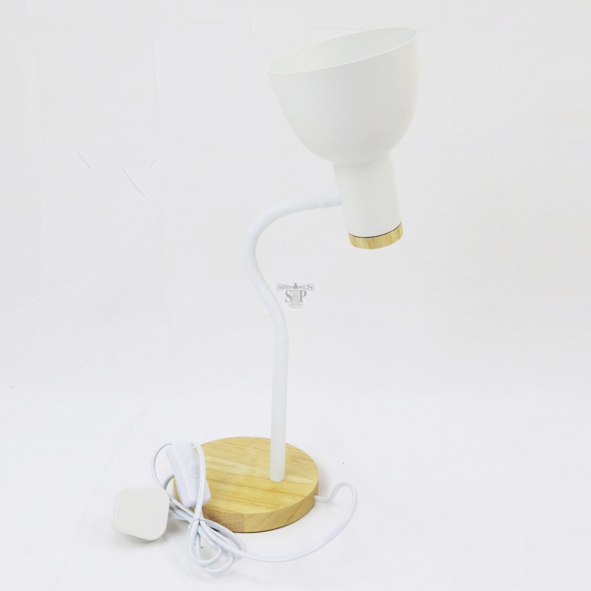 7030 E27 Flexible Adjustable Arm Wooden Base Desk Lamp Study Lamp c/w ...