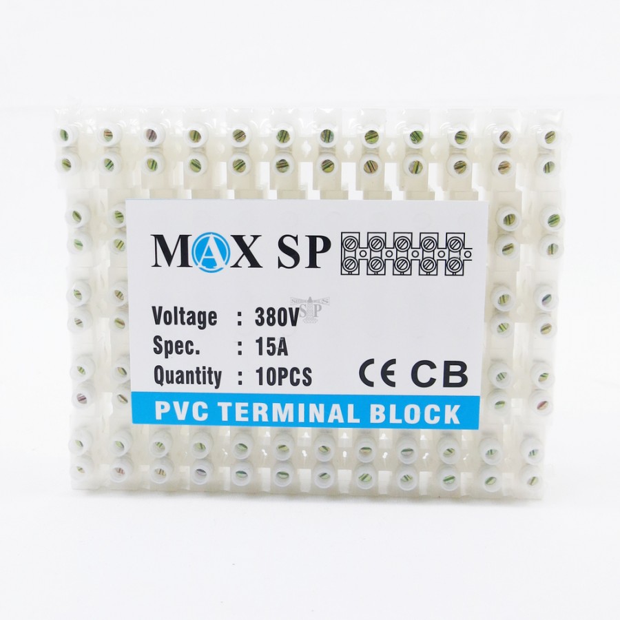 MAX SP 10A/15A/20A/30A/60A PVC Connector Terminal Block (White) [Per Row]