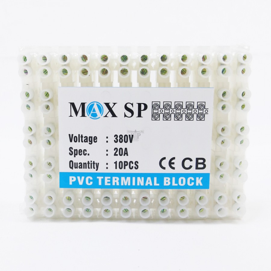 MAX SP 10A/15A/20A/30A/60A PVC Connector Terminal Block (White) [Per Row]