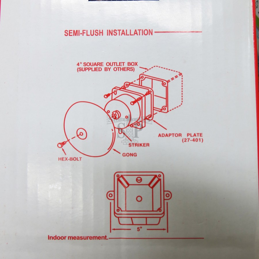 6-inch/8-inch/10-inch 240V Weatherproof Electrical Alarm Bell (Red)