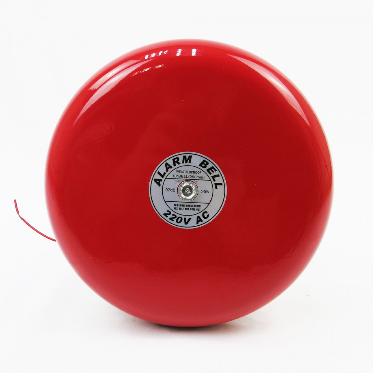 6-inch/8-inch/10-inch 240V Weatherproof Electrical Alarm Bell (Red)