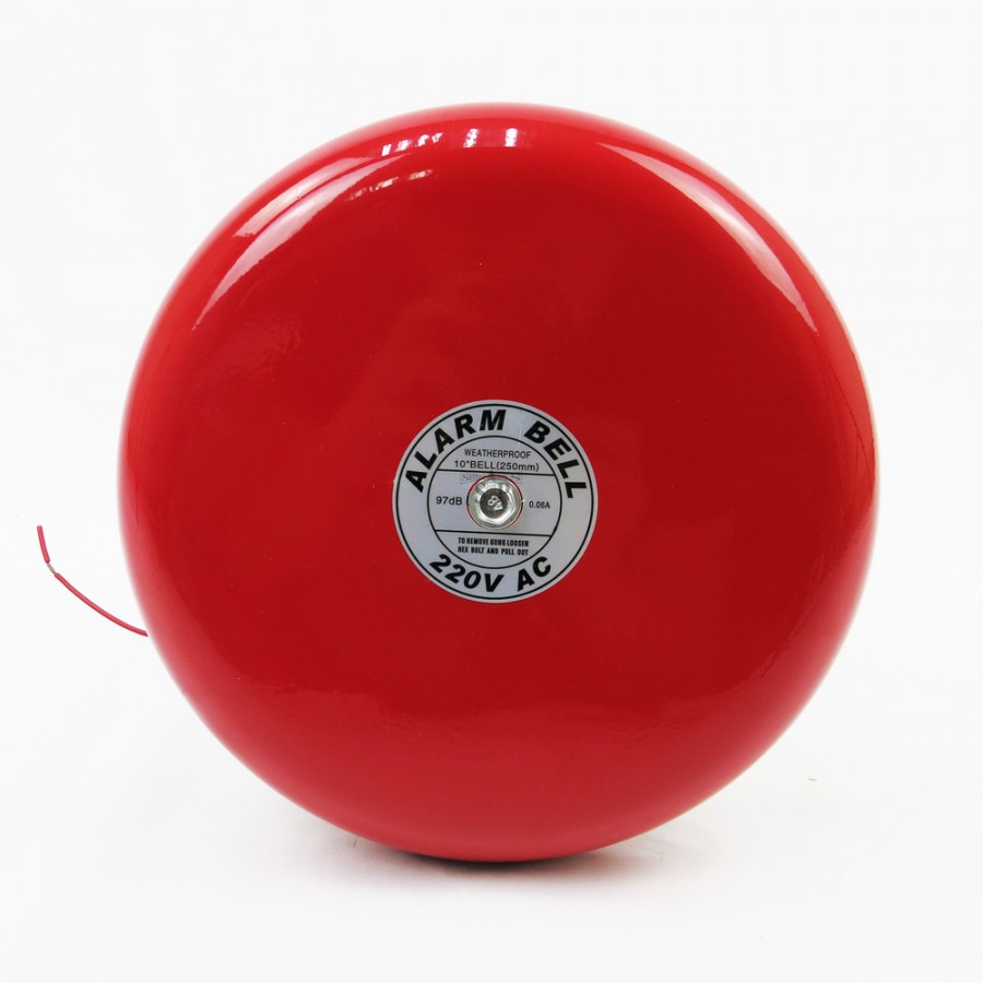6-inch/8-inch/10-inch 240V Weatherproof Electrical Alarm Bell (Red)