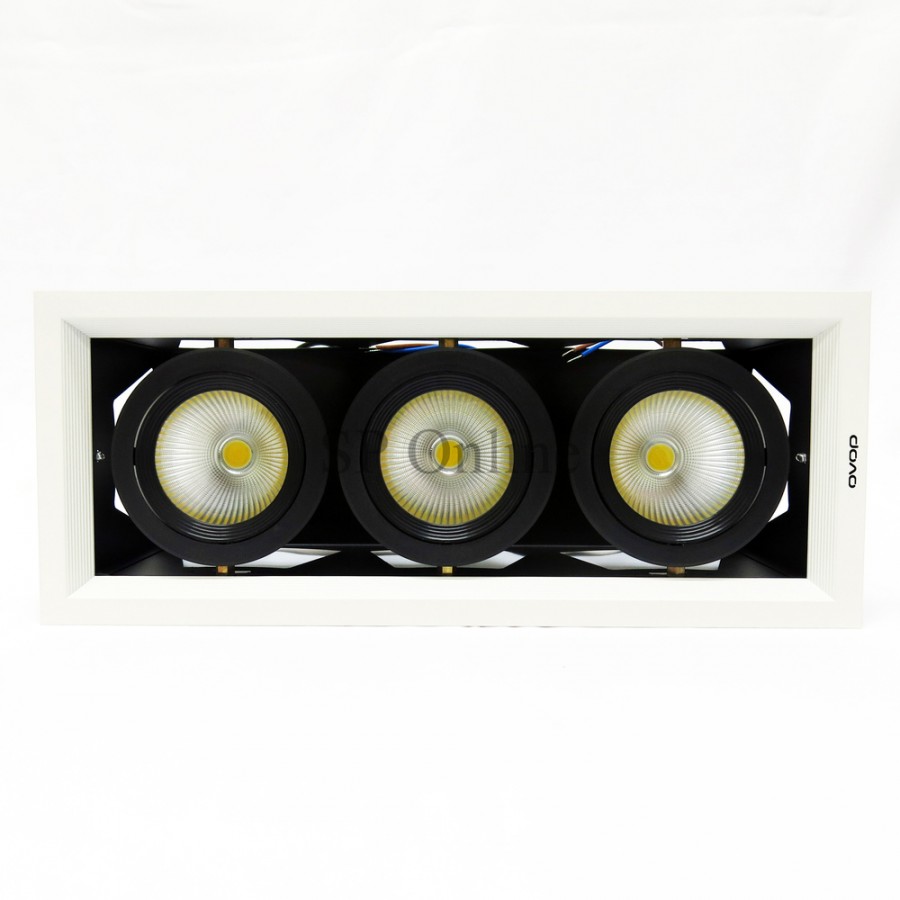 DOAO 3 x 12W Directional COB LED Down Light Square (White)