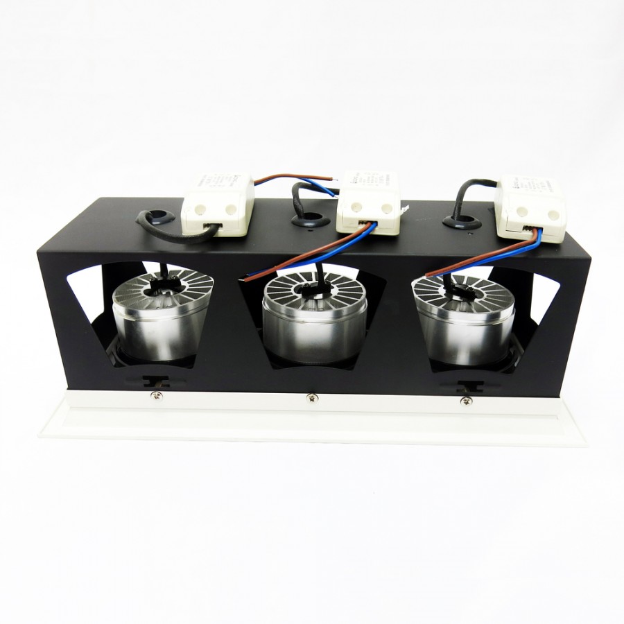 DOAO 3 x 12W Directional COB LED Down Light Square (White)