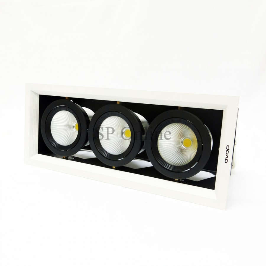 DOAO 3 x 12W Directional COB LED Down Light Square (White)