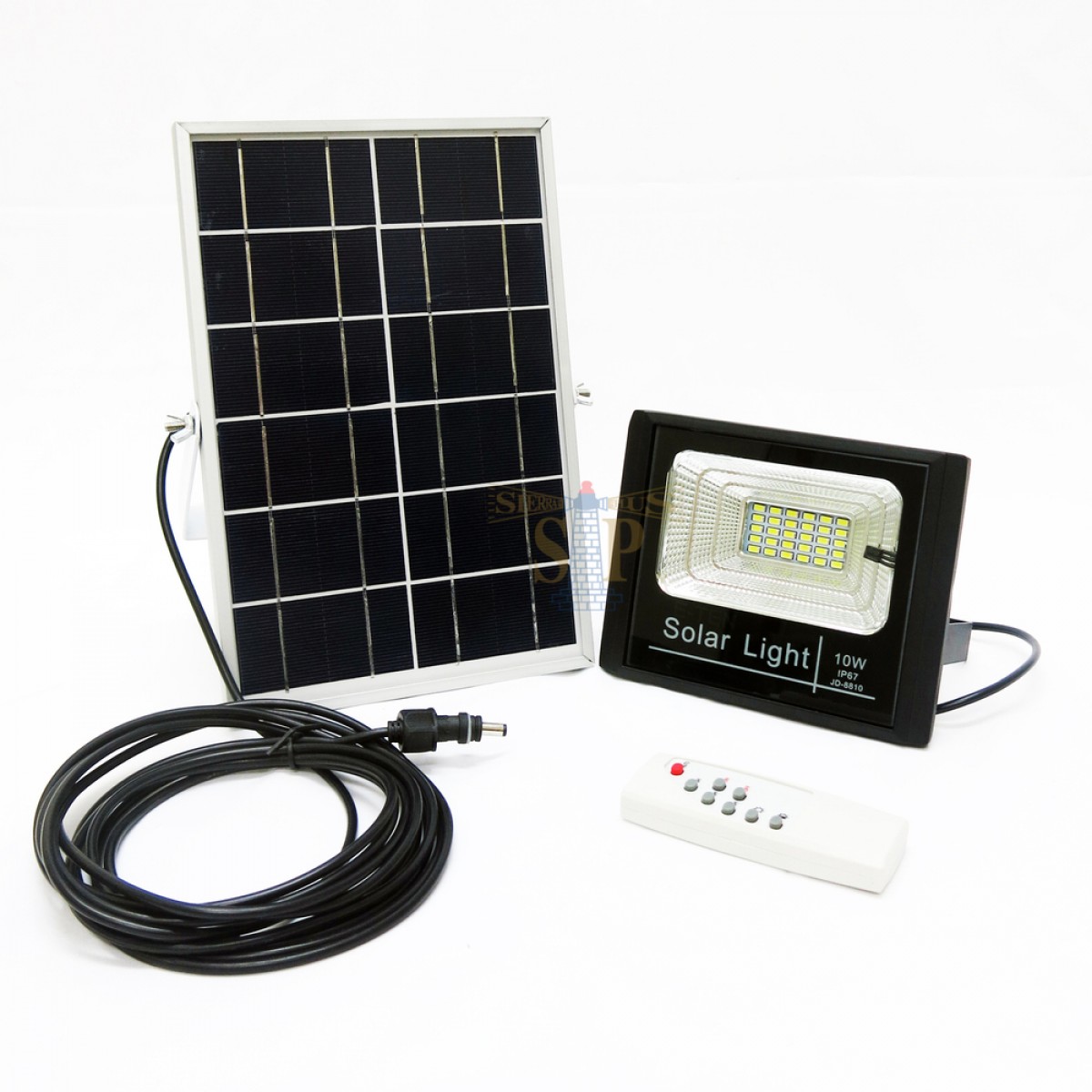 E-TEN JD-8810 10W SMD Solar LED Flood Light (Black) c/w Solar Panel
