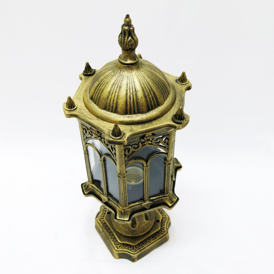 03 Classic Outdoor Stand Gate Lamp For Pole / Pillar (Antique Gold)