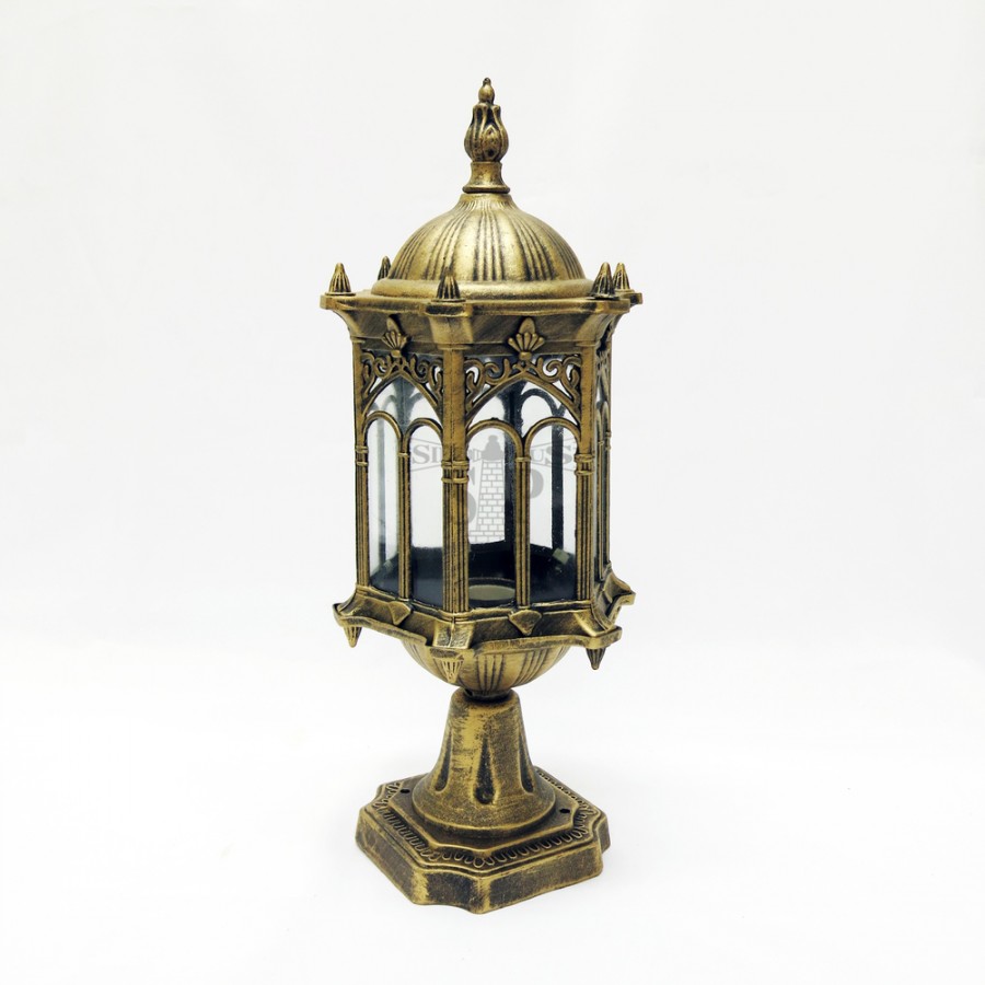 03 Classic Outdoor Stand Gate Lamp For Pole / Pillar (Antique Gold)