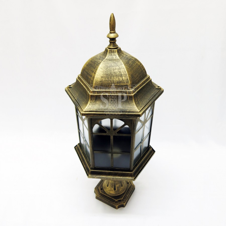 07 Classic Outdoor Stand Gate Lamp For Pole / Pillar (Antique Gold)