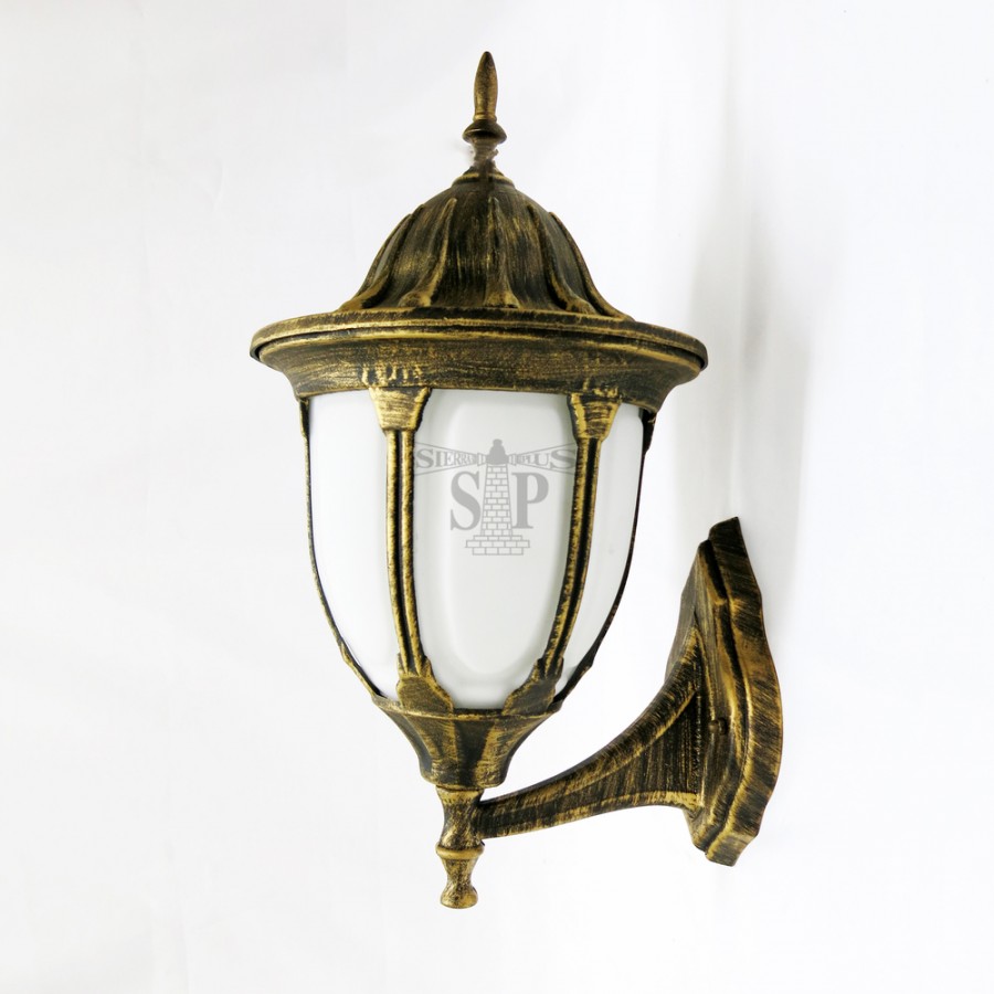02M Classic Outdoor Wall Gate Lamp (Antique Gold With Opal Glass)