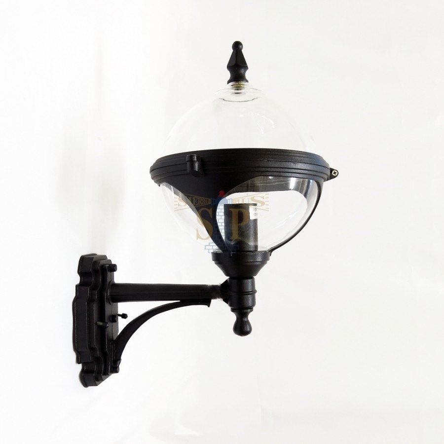 4100 Outdoor Wall Globe / Gate Lamp (Clear Globe With Black Case)