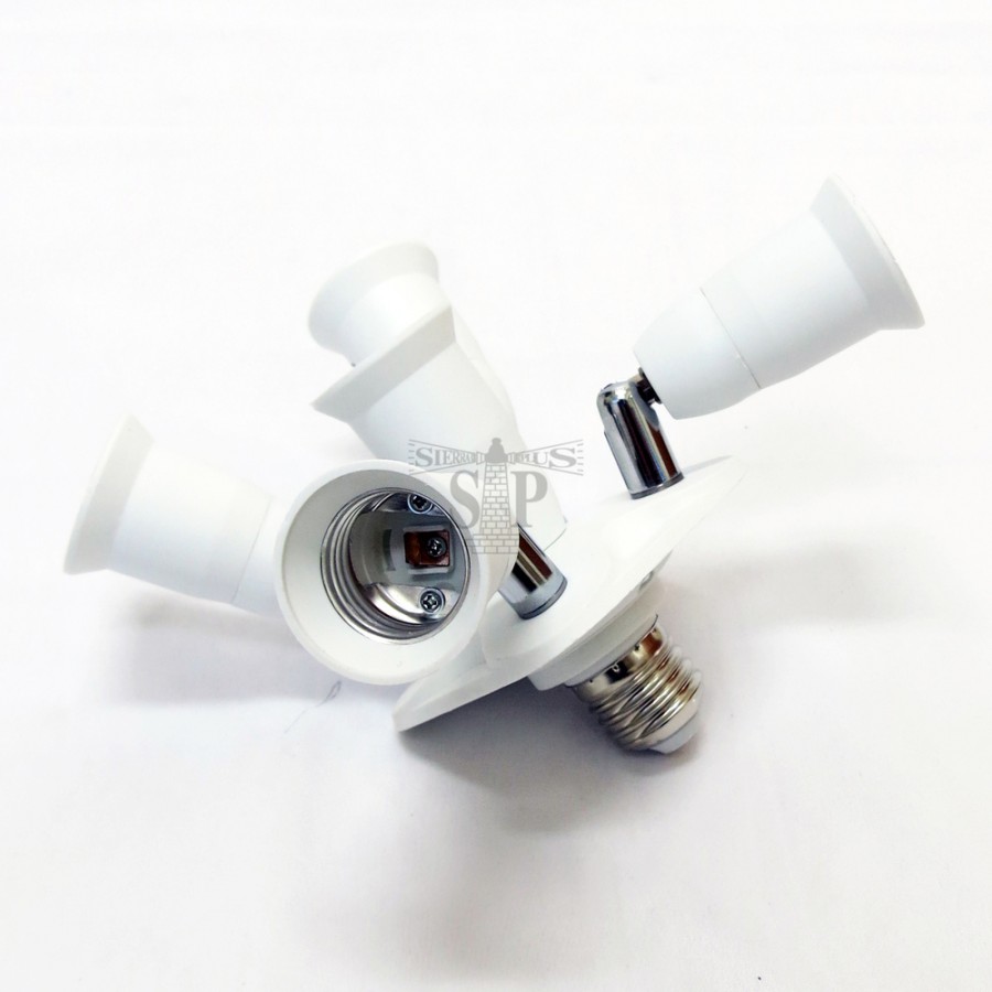E27 To 5 x E27 Lamp Holder Socket Converter Adaptor / Extender (White)