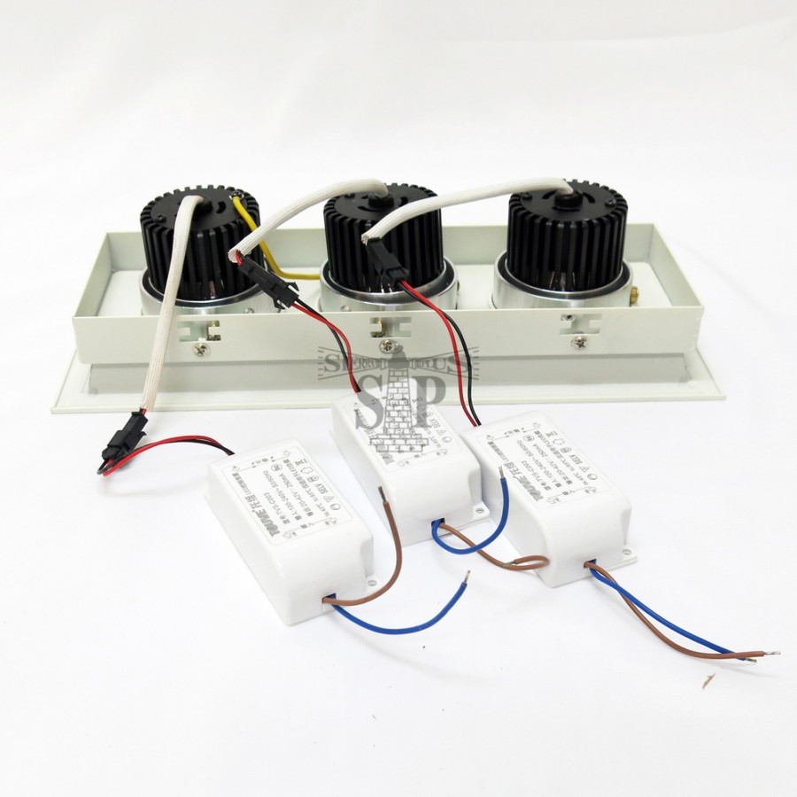 D026 3 X 10W Directional COB LED Down Light (White)