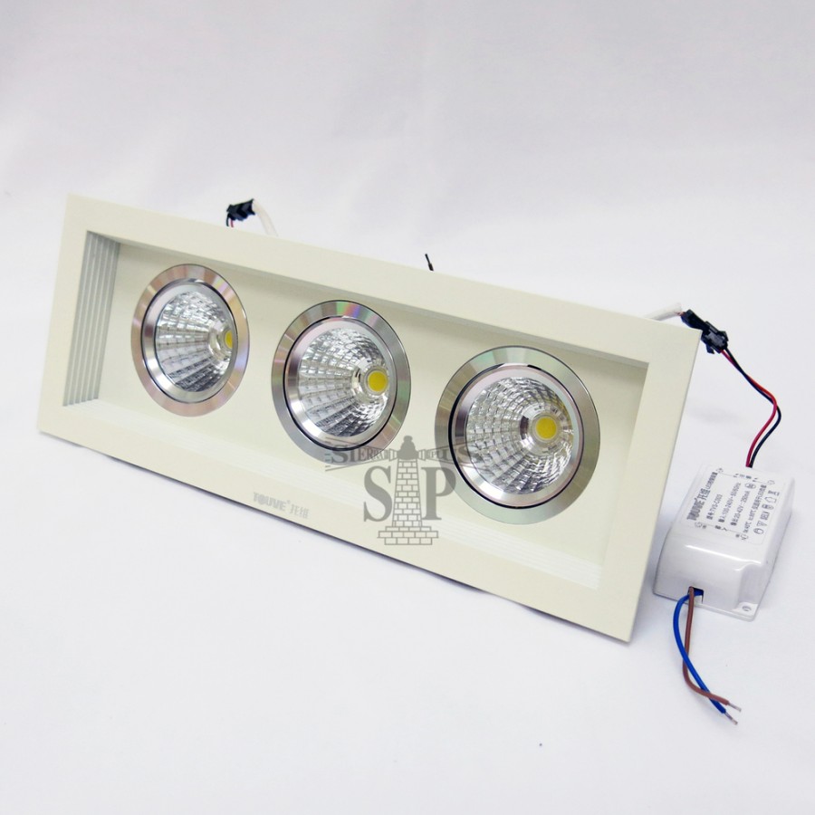 D026 3 X 10W Directional COB LED Down Light (White)