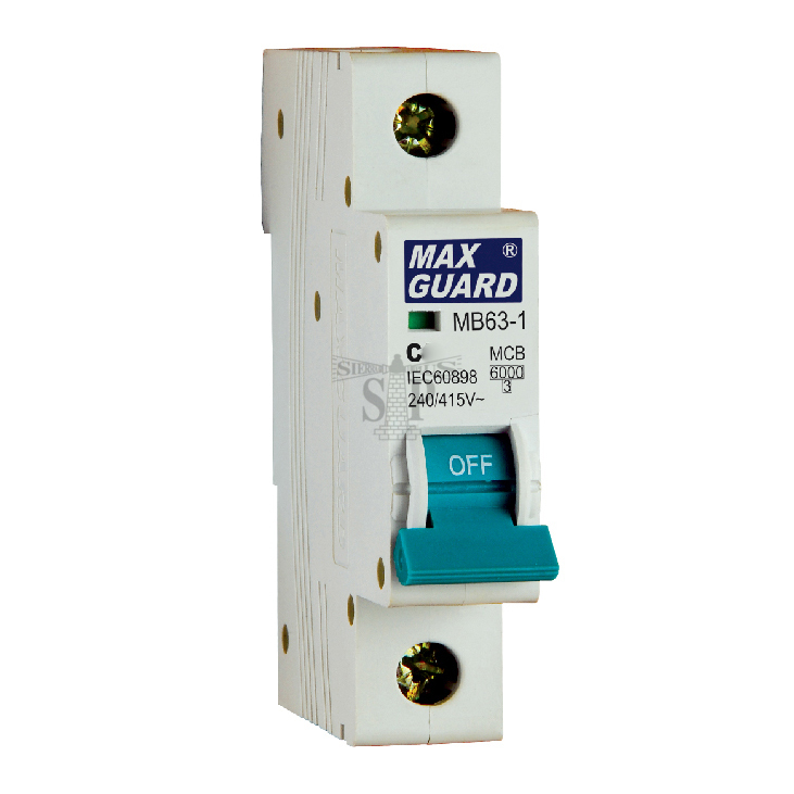Maxguard 6A~63A 1 Pole 6kA MB63-1 Type C MCB (White)