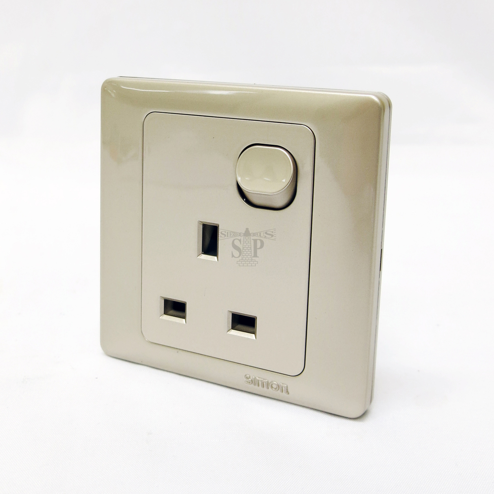 SIMON 13Amp 1 Gang Switch Socket [SIRIM] (Gold)